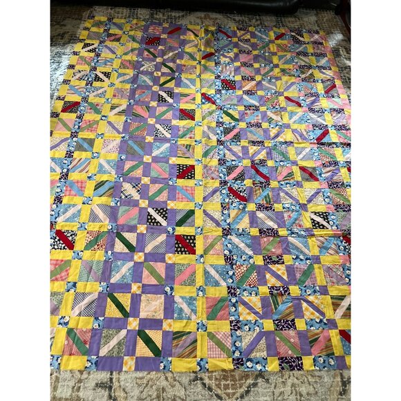 Unknown | Bedding | Vintage Patchwork Mia Or Garden Walk Pattern Variation Quilt Top Unfinished ...